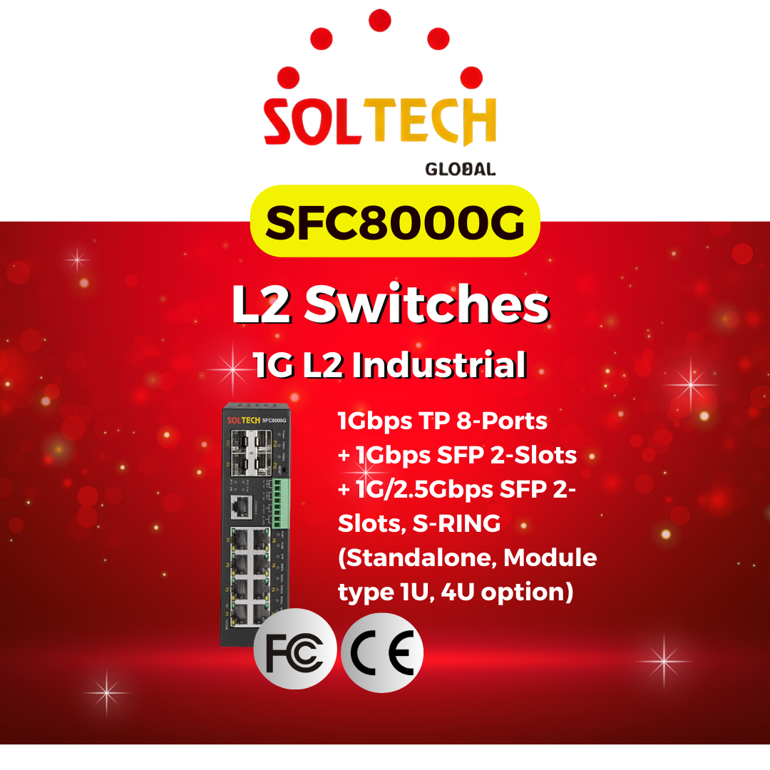 Soltech SFC8000G 1G L2 Industrial Switch | 12-Port Network Switch with High-Speed SFP Options ...