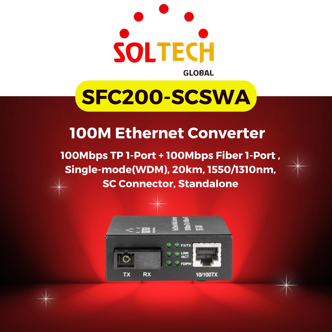 SOLTECH SFC200-SCSWA 100M Ethernet Converter - Superior Long-Distance Fiber Optic Solutions ...