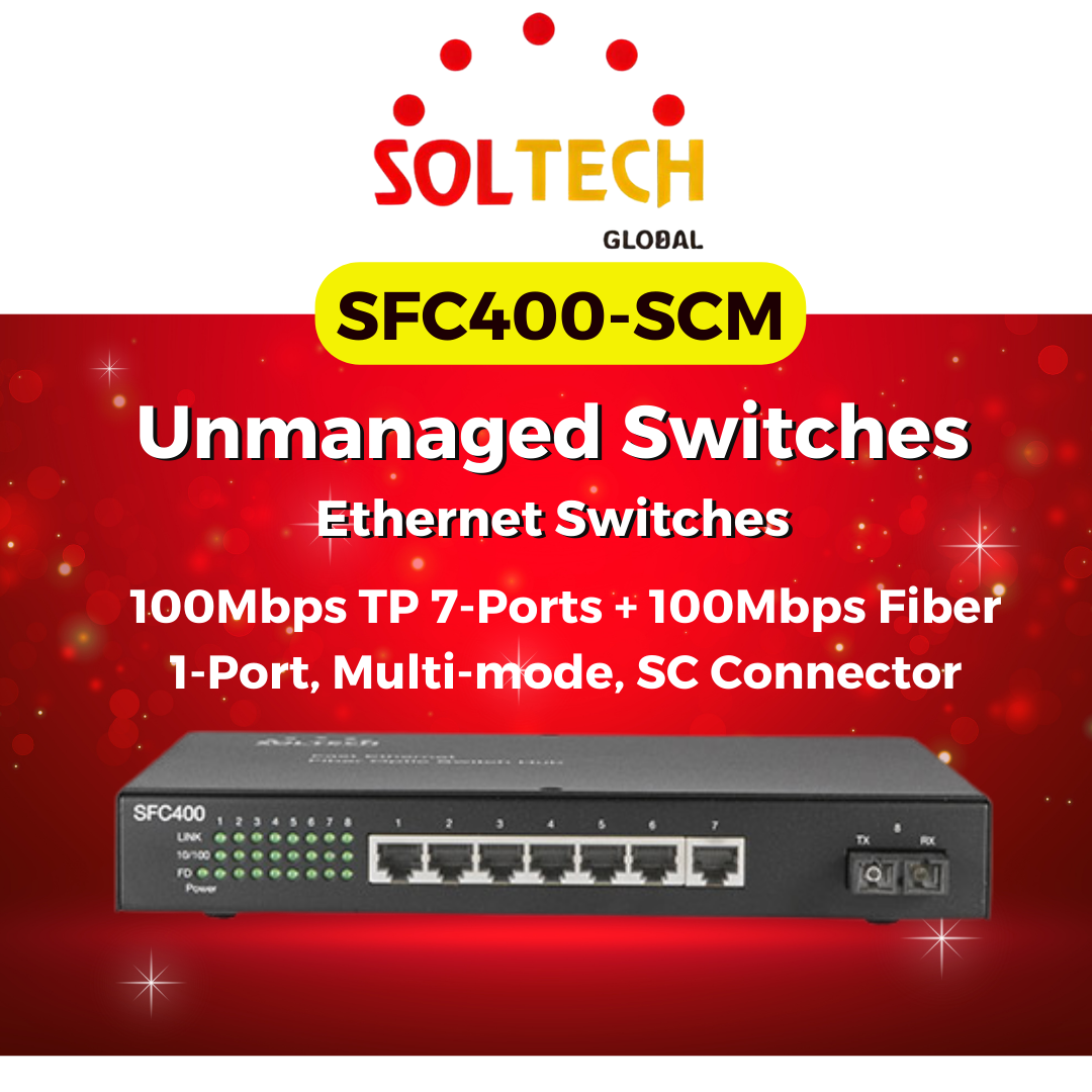 Soltech SFC400-SCM Unmanaged Ethernet Switch | 7 TP Ports & 1 Fiber ...