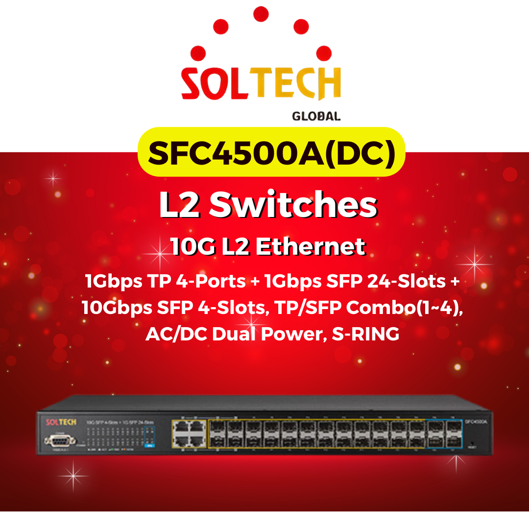 Soltech SFC4500A(DC) 10G L2 Ethernet Switch | Advanced 10G and 1G Ports with Dual Power ...